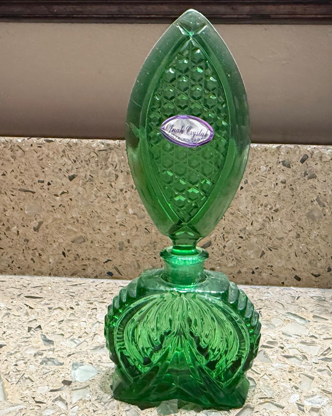 Green Ofnah Czech Crystal Perfume Bottle - Etsy