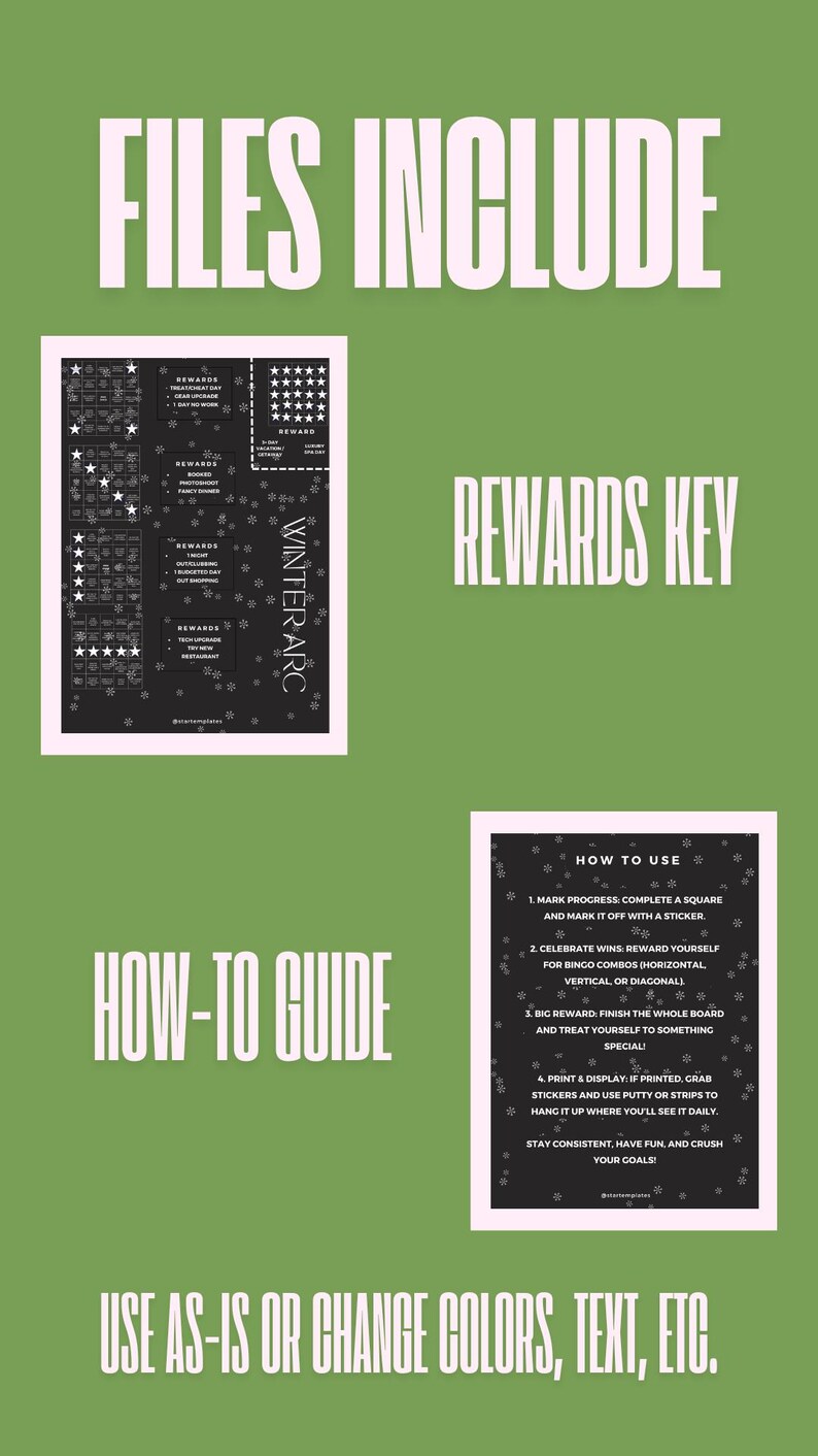 Winter Arc Bingo Goal Tracker by Startemplatesinc - Etsy