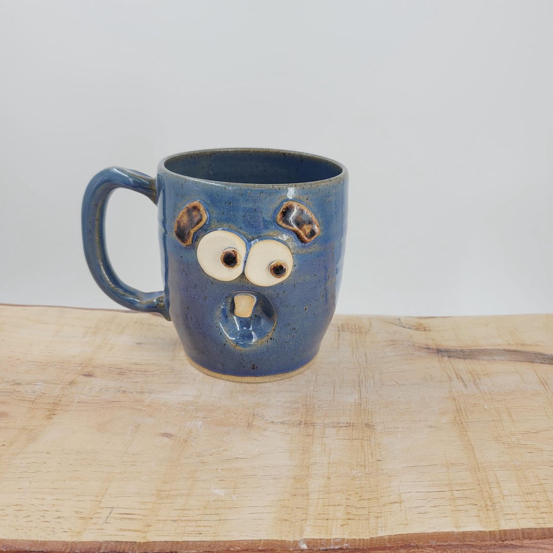 Sleepy Monday Morning Coffee Cup. Funny Face Mug. Blue Tea Mug. Hot ...