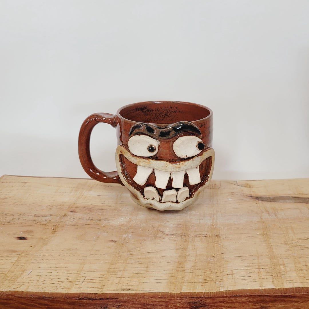 Crazy Happy Smiley Face Mug Googly Eyes Funny Coffee Cups. Red ...