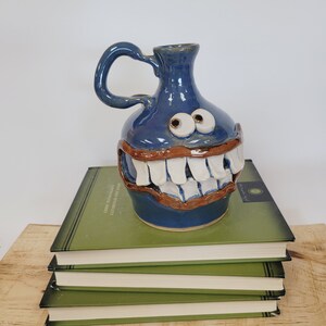 Ug Chug Face Jug. Funny Sweet Tooth Kitchen Jar. Blue. Handmade ...