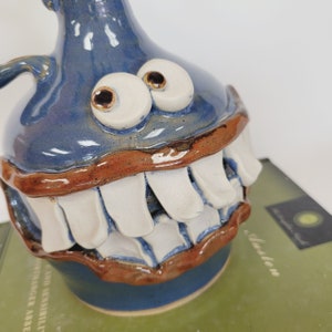 Ug Chug Face Jug. Funny Sweet Tooth Kitchen Jar. Blue. Handmade ...