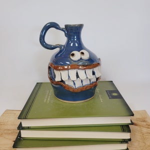 Ug Chug Face Jug. Funny Sweet Tooth Kitchen Jar. Blue. Handmade ...
