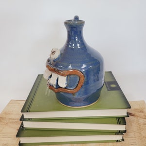 Ug Chug Face Jug. Funny Sweet Tooth Kitchen Jar. Blue. Handmade ...