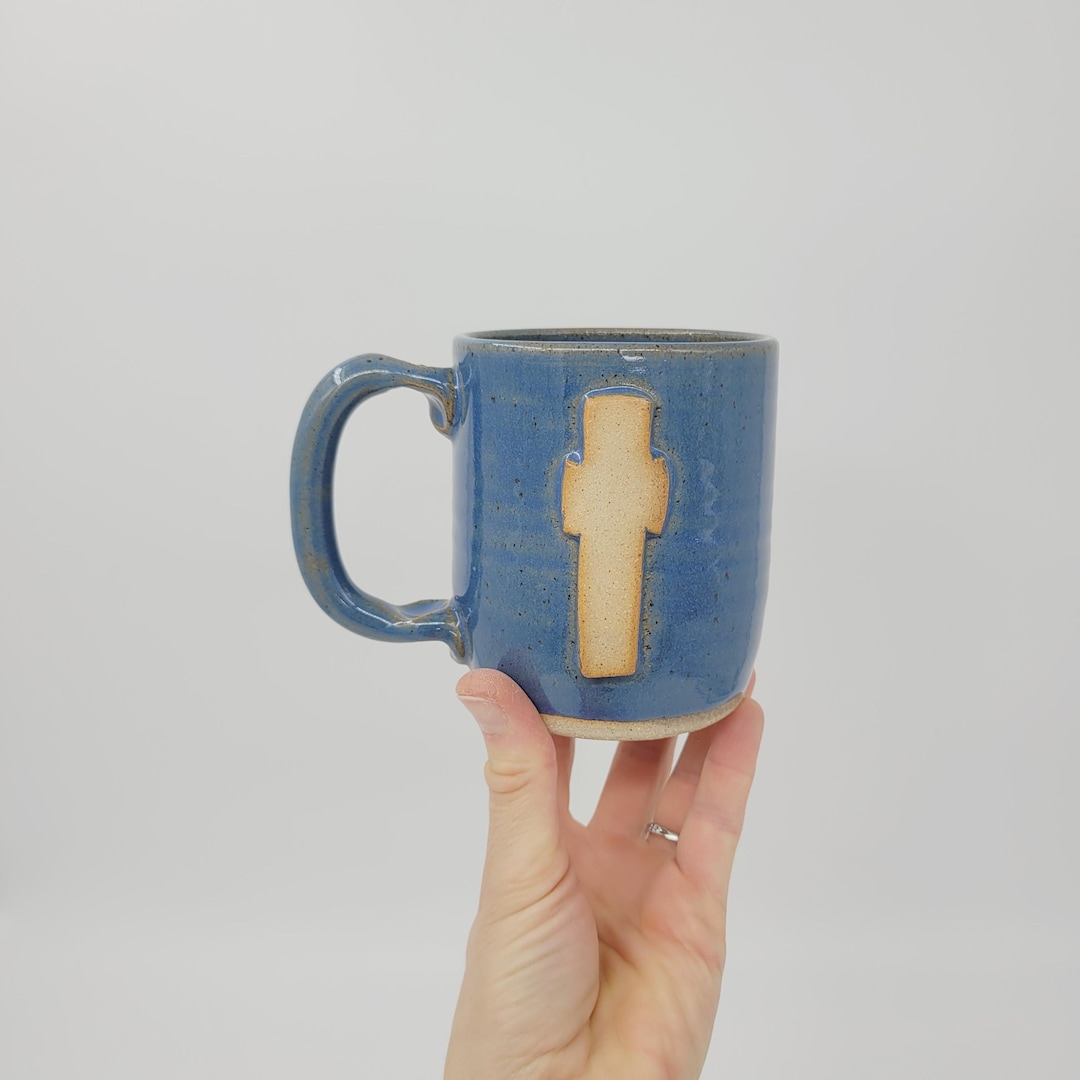 Cross Coffee Cup. Christian Mug. Rustic Cross Design Ceramic Pottery ...