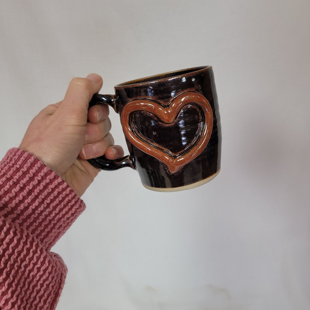 Chocolate Black Sweetheart Coffee Cup Heart Shape Love Mug Ceramic ...