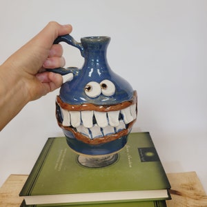 Ug Chug Face Jug. Funny Sweet Tooth Kitchen Jar. Blue. Handmade ...