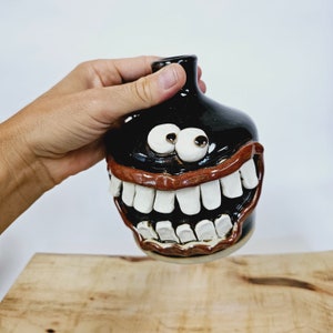 Ug Chug Face Jug. Easily Annoyed Kitchen Jar. Black. Handmade Stoneware ...