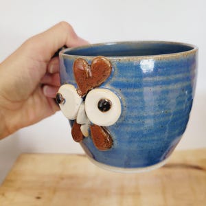 PENELOPE Pottery Chicken Mug in Blue. Cute Hot Tea Mug. Funny Face ...