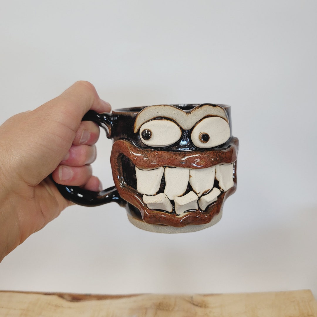 Black Coffee Pumped up Coffee Cup. Extremely Happy Big Smiley Face Ug ...