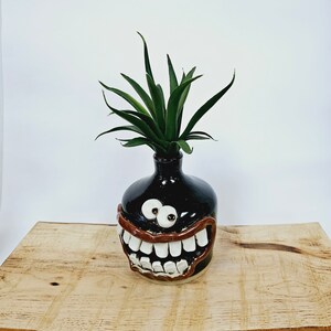 Ug Chug Face Jug. Easily Annoyed Kitchen Jar. Black. Handmade Stoneware ...