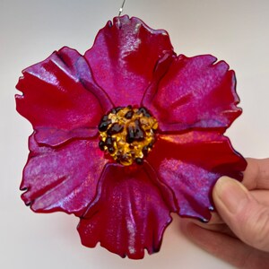 Handmade Fused Glass Hanging Vibrant Flower: A Delicate and Eye-catching Accent Piece Inspired ...