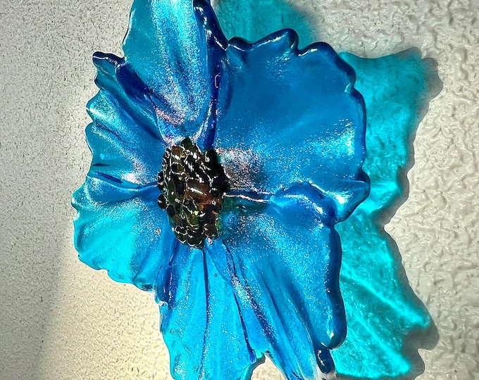 Handmade Fused Glass Poppy Flower Wall Art: Colorful Floral Decoration ...