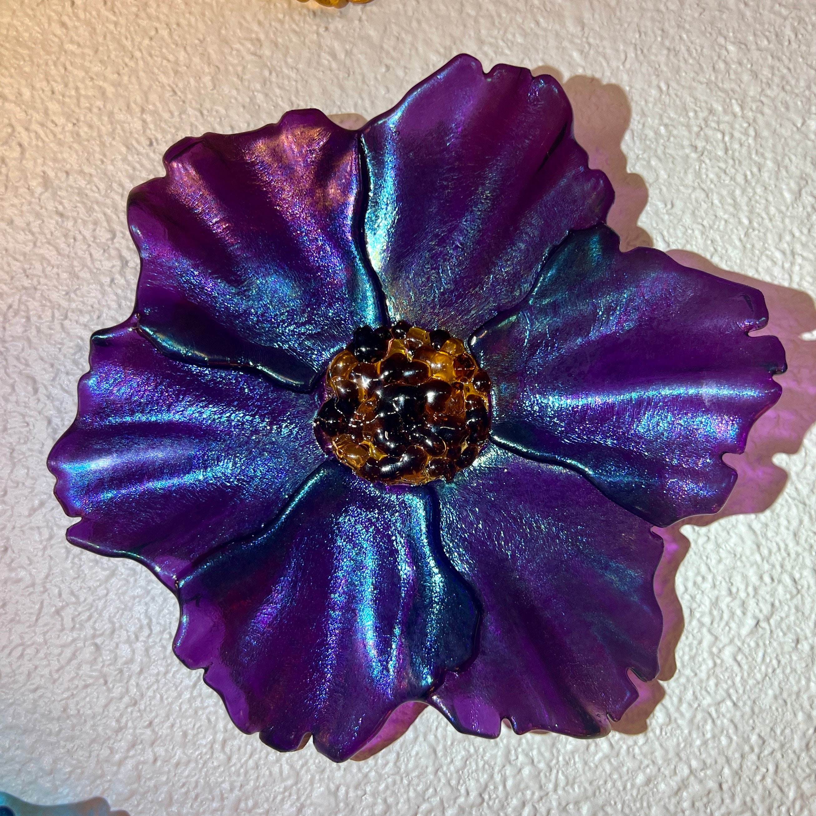 Handmade Fused Glass Poppy Flower Wall Art: Colorful Floral Decoration ...