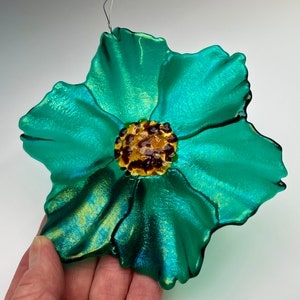 Handmade Fused Glass Hanging Vibrant Flower: A Delicate and Eye-catching Accent Piece Inspired ...