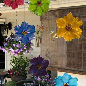 Handmade Fused Glass Hanging Vibrant Flower: A Delicate and Eye-catching Accent Piece Inspired ...