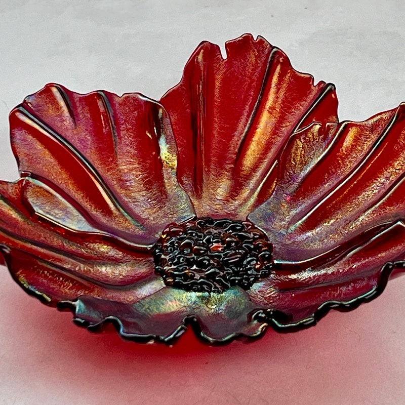 Red Poppy Flower Bowl - Etsy