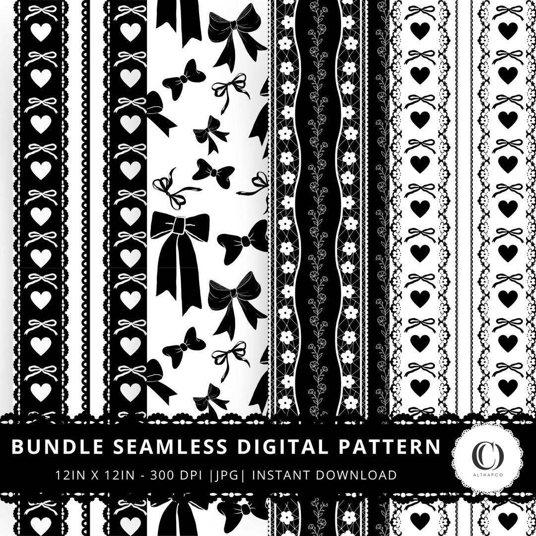 Black & White Flowers Digital Paper | Seamless Patterns | Floral ...