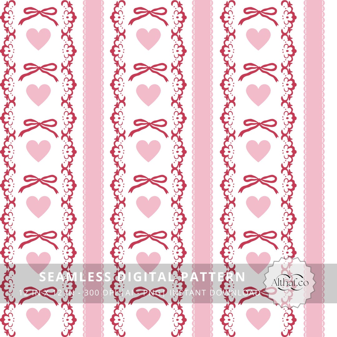 Pink Toile Digital Paper, Coquette Bow Patterns, Preppy Backgrounds ...