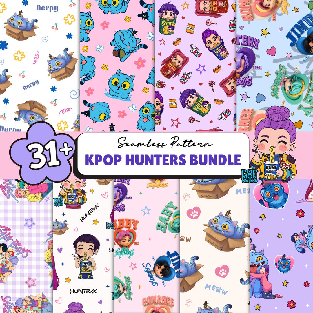 Kpop Demon Hunter Seamless Pattern, Saja Boys Design (digital Paper) - Etsy