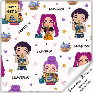 Kpop Hunters Seamless Pattern: Digital Paper for Fabric Printing (12x12 ...