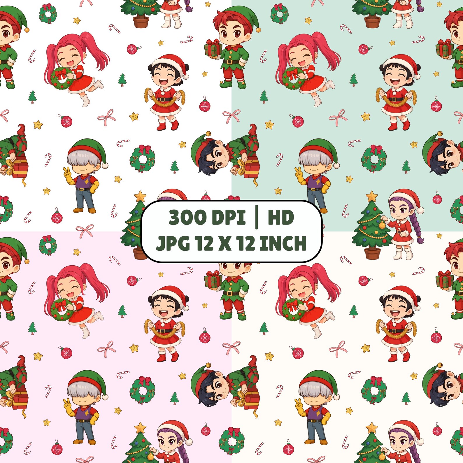 Kpop Demon Hunter Christmas Seamless Pattern Bundle (digital Download ...