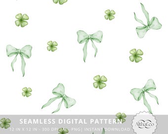 Watercolor St. Patrick's Day Seamless Patterns, Floral Pattern JPEG ...