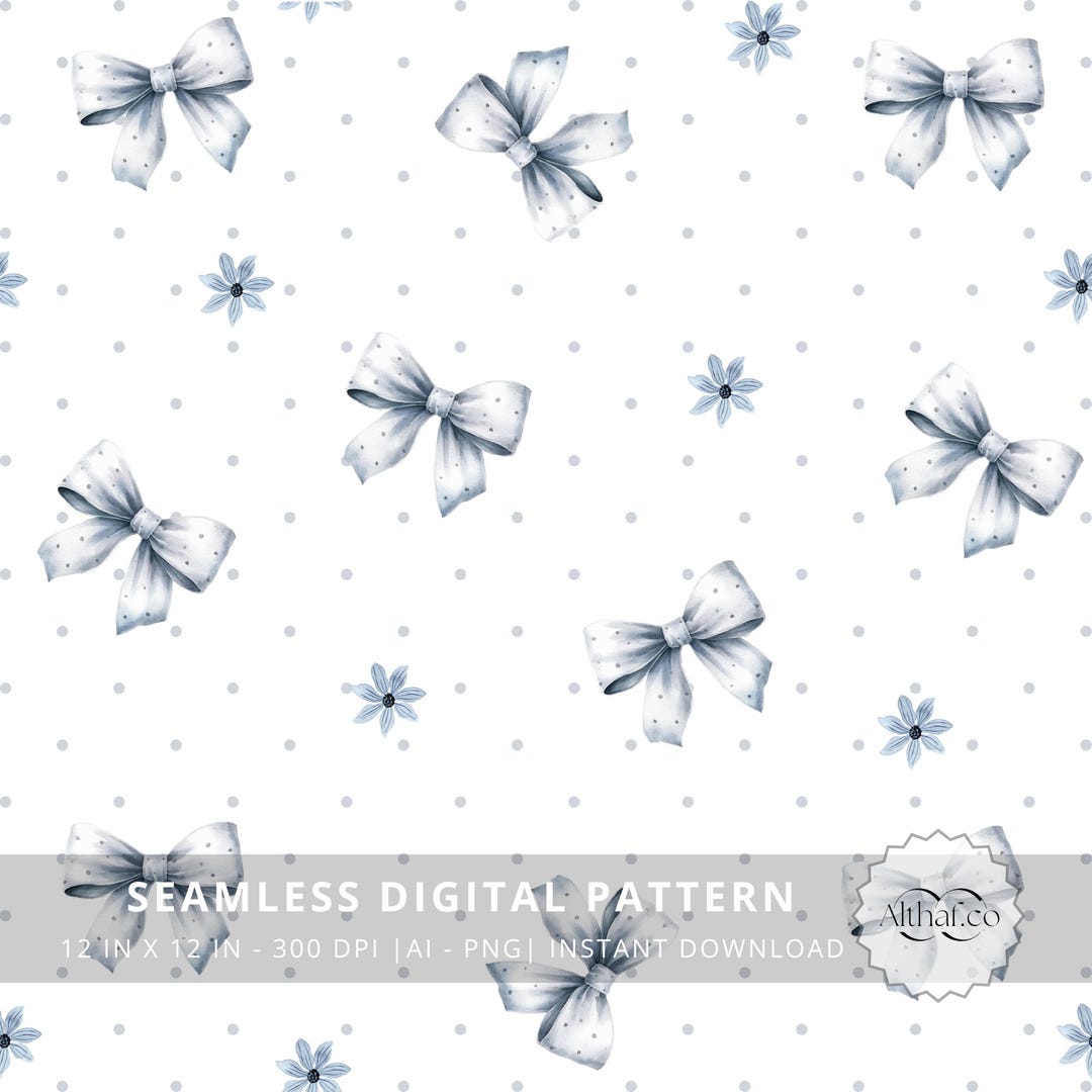 Pastel Bows Seamless Repeating Pattern, Blue Bow Pattern File, Easter ...