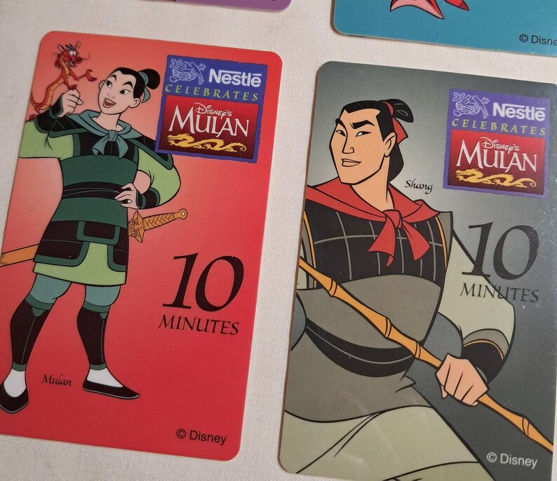 Walt Disney's Mulan Promotional Phone Cards Issued by Nestle, 1998. Set ...