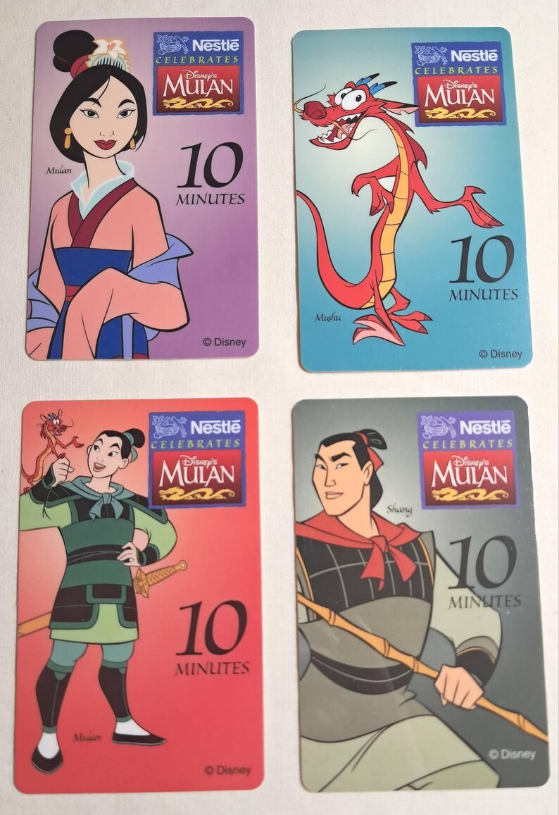 Walt Disney's Mulan Promotional Phone Cards Issued by Nestle, 1998. Set ...