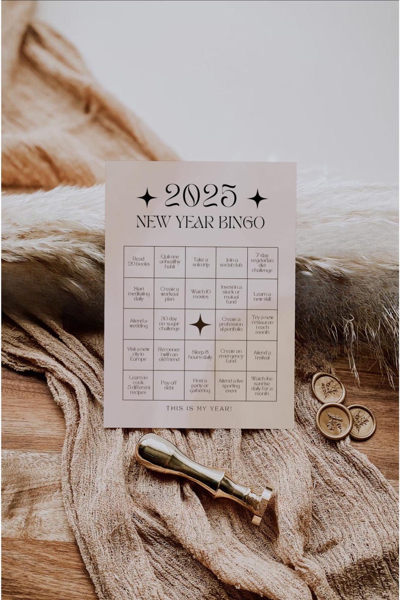 Printable 2025 Bingo Card, 2025 New Year Games Bingo Game Card, 2025 ...