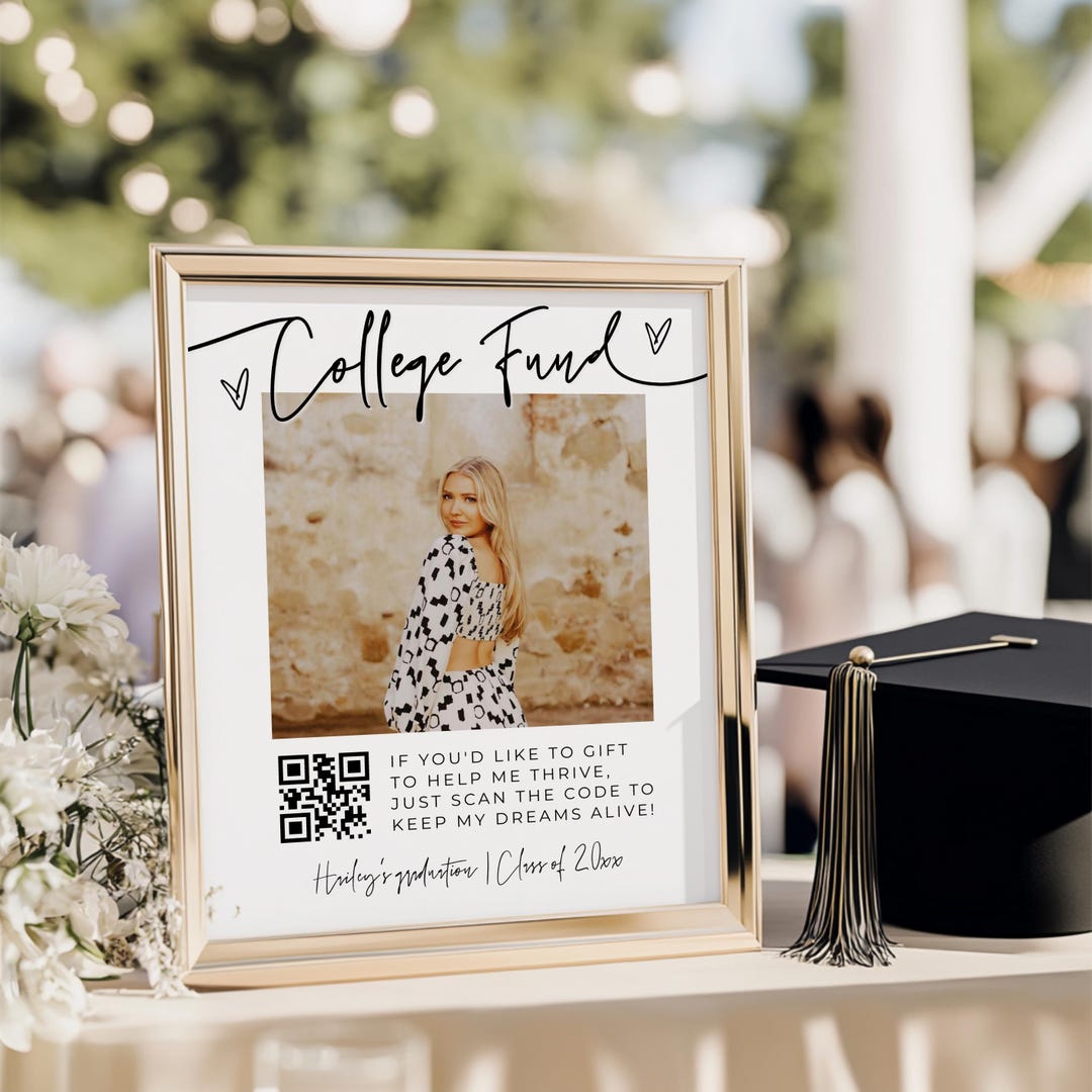 Editable College Fund Graduation Party QR Code Signage Venmo Insert ...