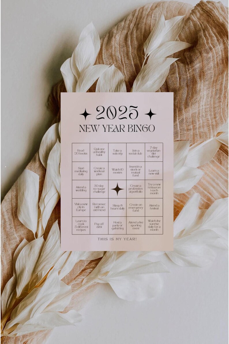 Printable 2025 Bingo Card, 2025 New Year Games Bingo Game Card, 2025 ...