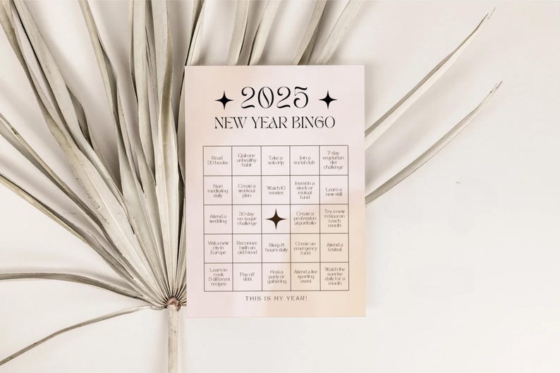 Printable 2025 Bingo Card, 2025 New Year Games Bingo Game Card, 2025 ...
