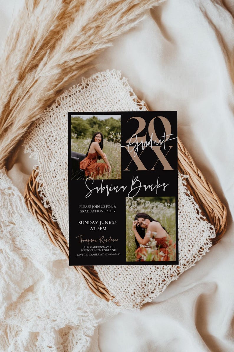 Editable Modern Grad Announcement 2026, Graduation Invitation Card ...