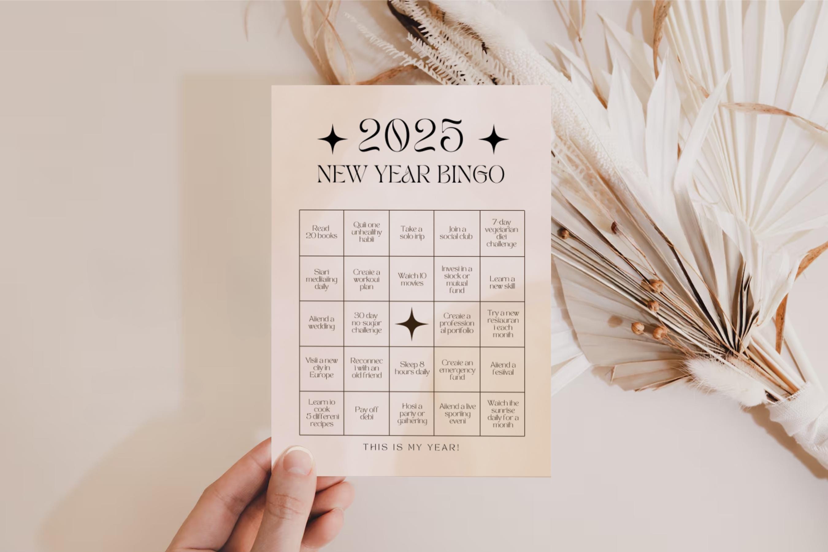 Printable 2025 Bingo Card, 2025 New Year Games Bingo Game Card, 2025 ...