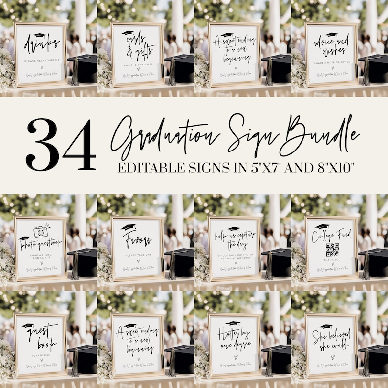 34 Editable Grad Sign Party Bundle, Graduation Sign Bundle, Printable ...