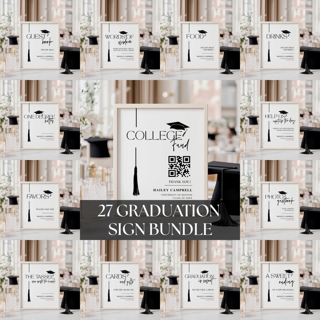 Modern Grad Signs, Graduation Party Decor, Grad Party Decoration ...