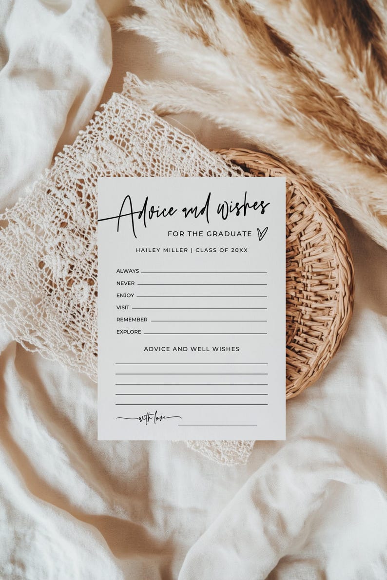 Graduation Well Wishes 2026 Party Game, Grad Advice Card, Graduation ...