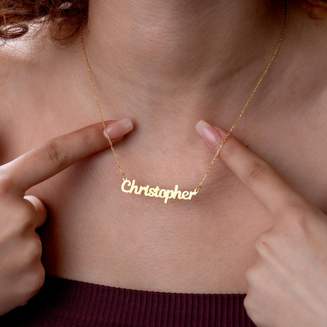 Solid Gold Name Plate Necklace