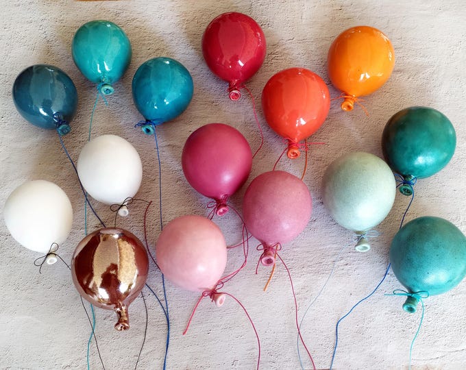 Red Ceramic Deflated Balloon Sculpture, One of a Kind Ceramic Balloon ...