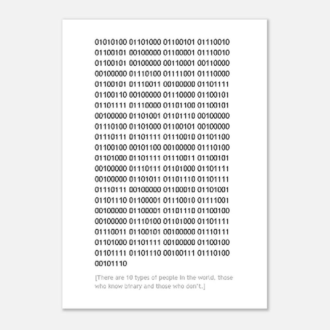 Comedy Binary Poster, Funny Computer Poster, Joke Code Print, Comical ...