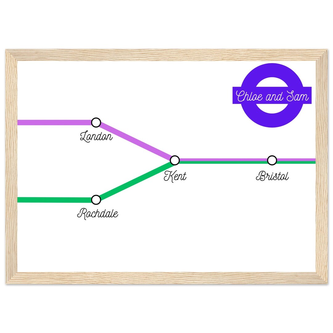 London Tube Map Couples Wedding Décor - Valentines Poster - Underground ...