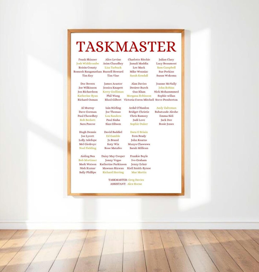 Taskmaster Contestants Poster | Greg Davies | Alex Horne | Britcom ...