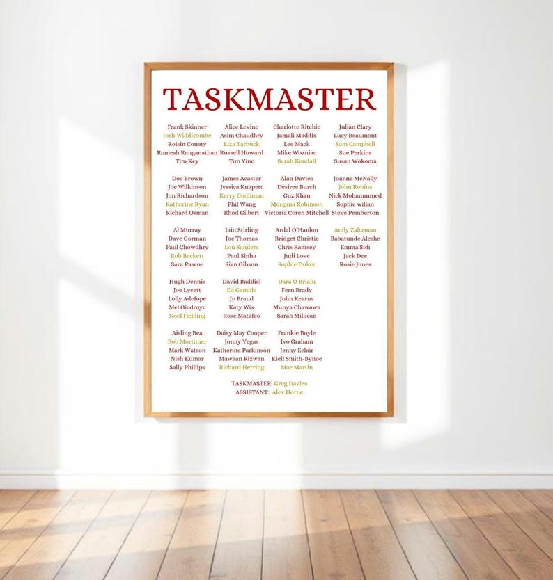 Taskmaster Contestants Poster | Greg Davies | Alex Horne | Britcom ...