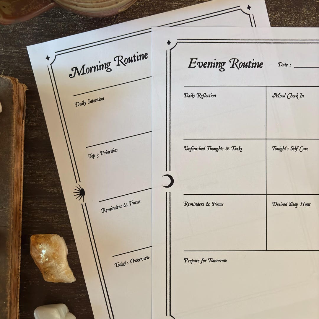 Morning & Evening Routine Planner Printable Set, Daily Habit Tracker ...