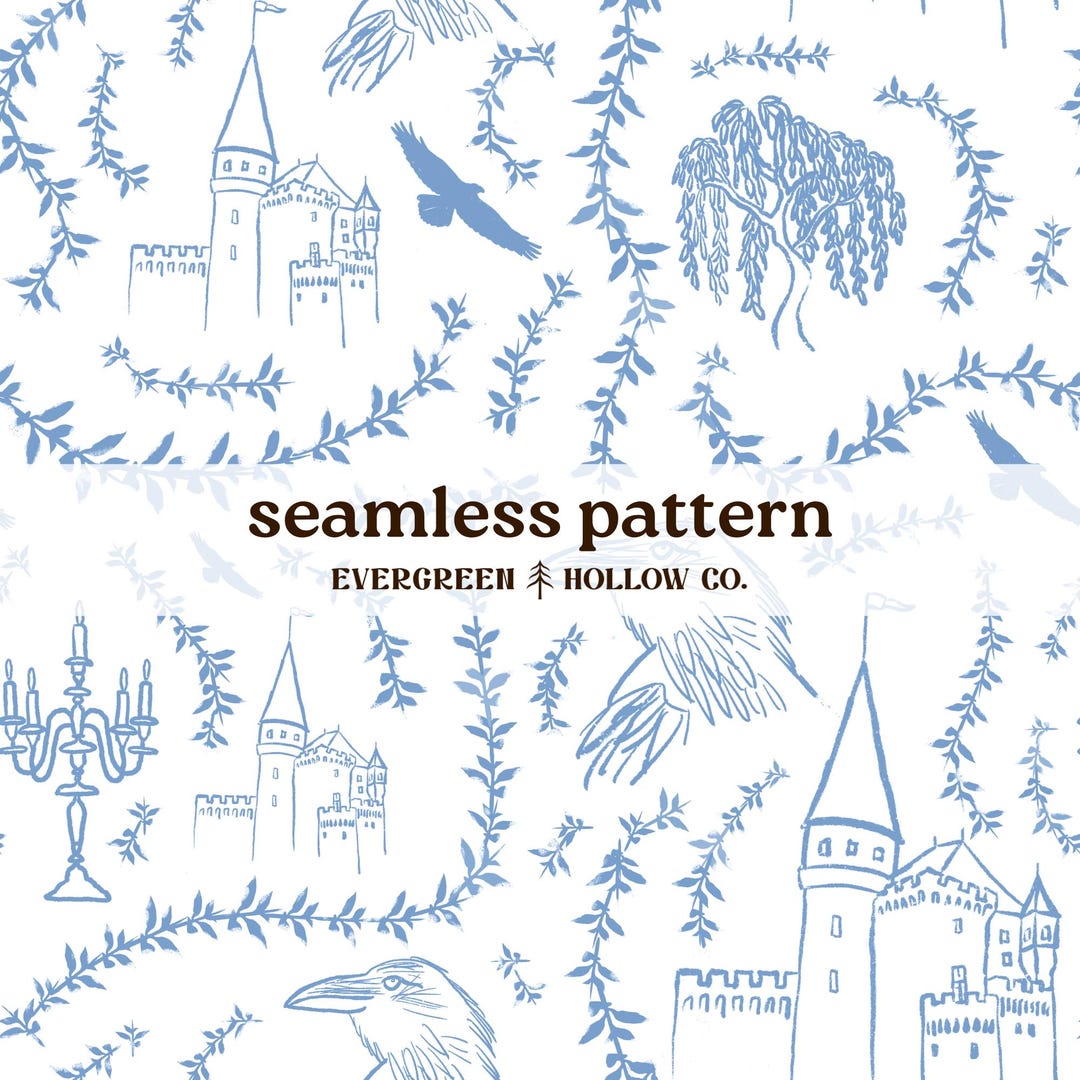 French Baroque Castle Toile Pattern: Digital Download for Crafts ...