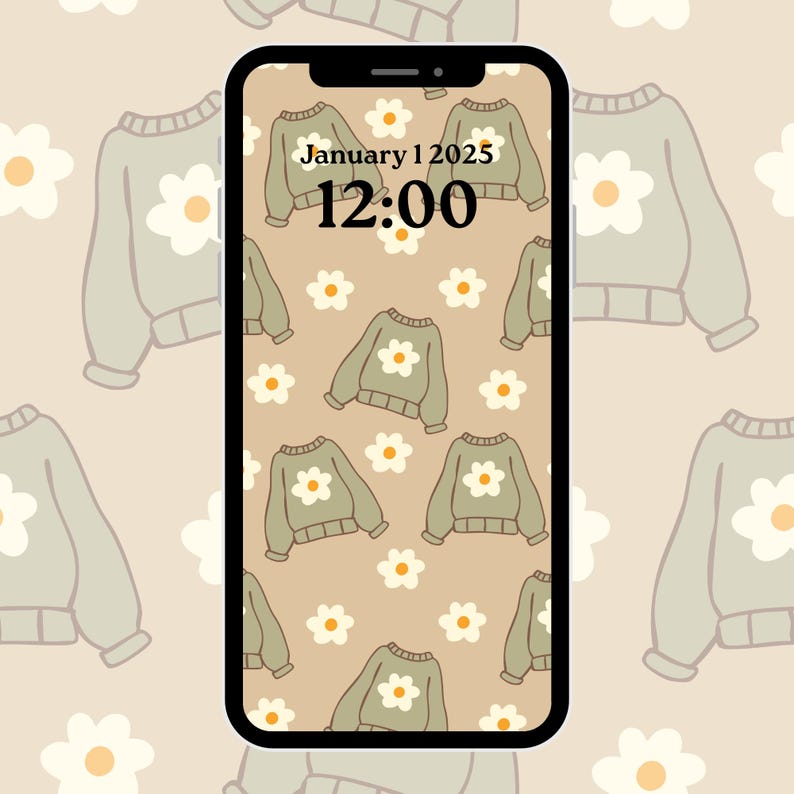 Floral Cottagecore Phone Wallpaper: Cozy Sweater Digital Download for ...
