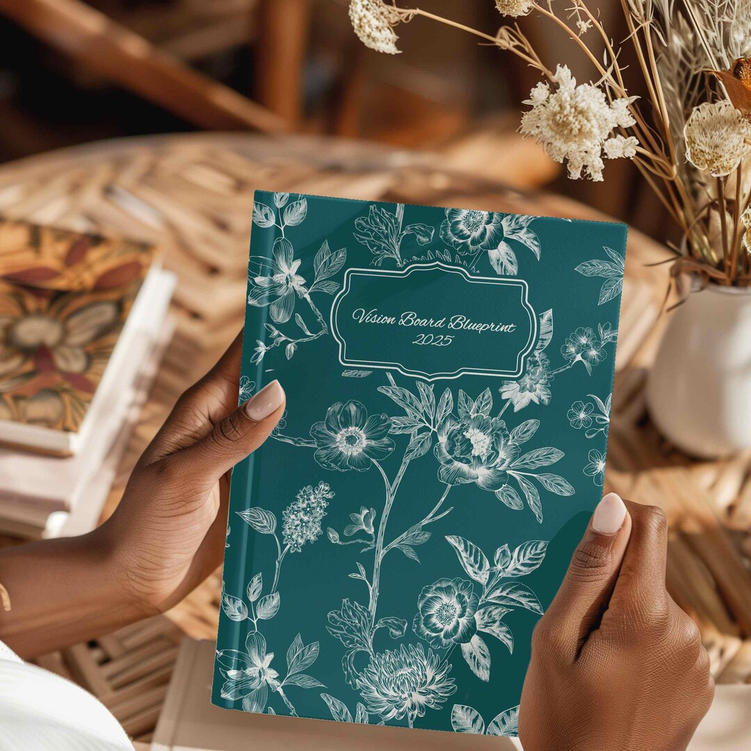 Personalized Vision Board Blueprint 2025 Journal: Floral Goal Setting ...