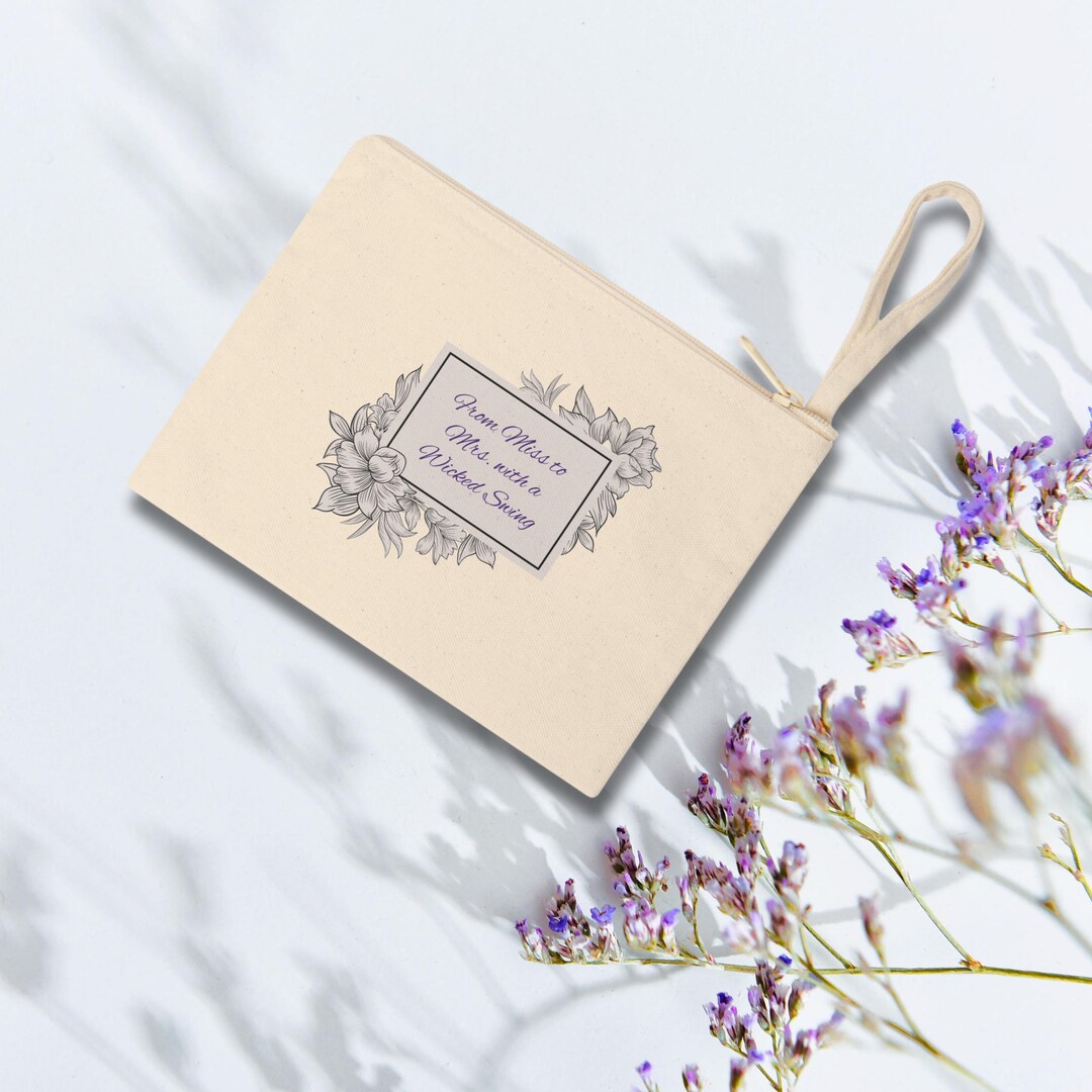 Personalized Zipper Pouch: Cotton Canvas Mini Tote, Bachelorette Gift ...